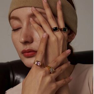 Jewelry | Hpnew Emerald Green Gemstone Ring 18k Gold Plated | Poshmark